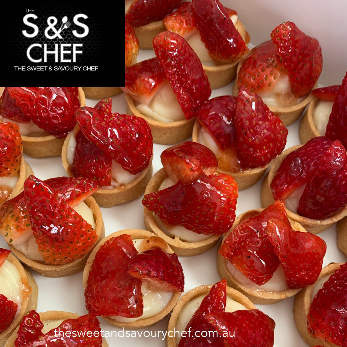 Mini Strawberry Custard Tarts -Catering Size – The Sweet and Savoury Chef